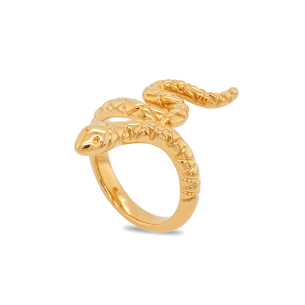 Golden Fortune Snake 999 Gold Ring - On Cheong Jewellery