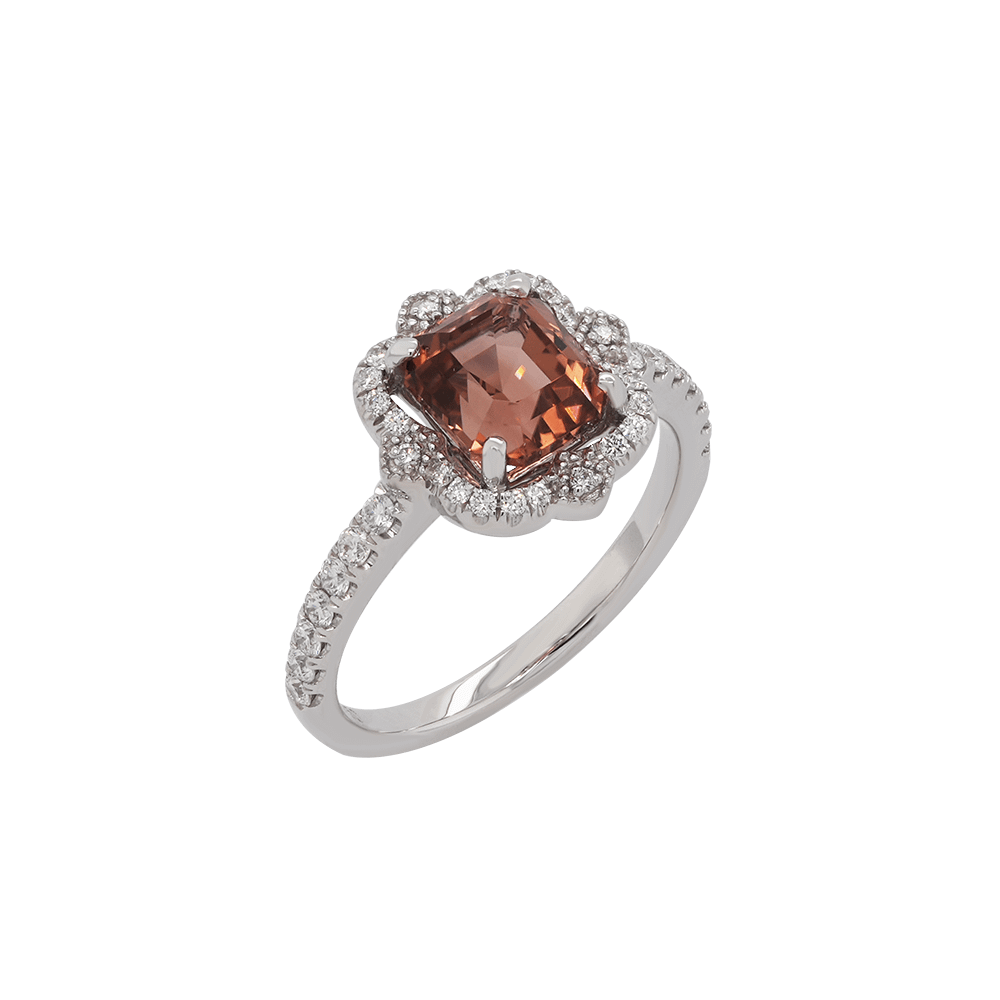 Clarine Orange Tourmaline Diamond Ring - On Cheong Jewellery