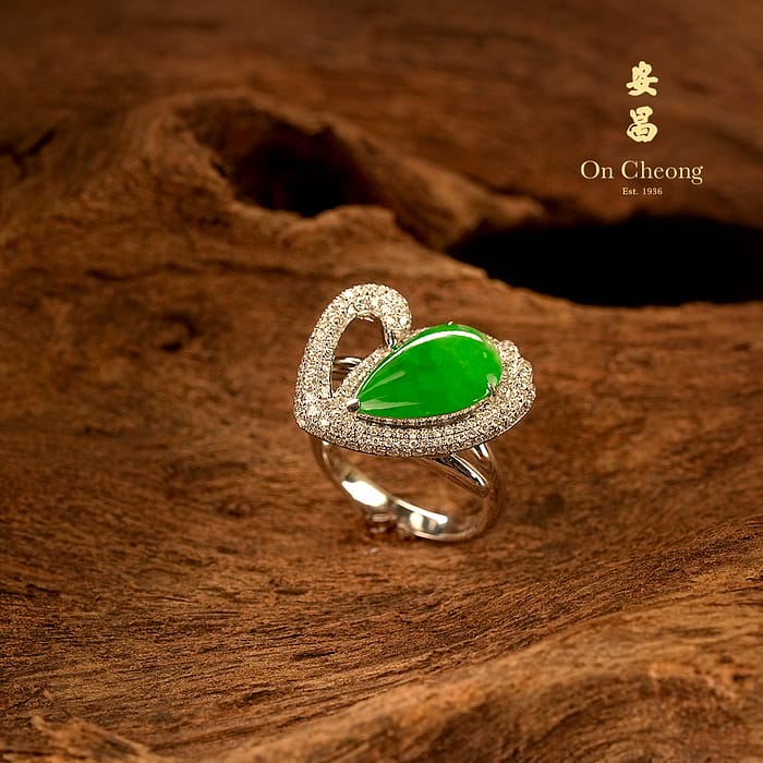 Aphrodite Jadeite Diamond Ring - On Cheong Jewellery