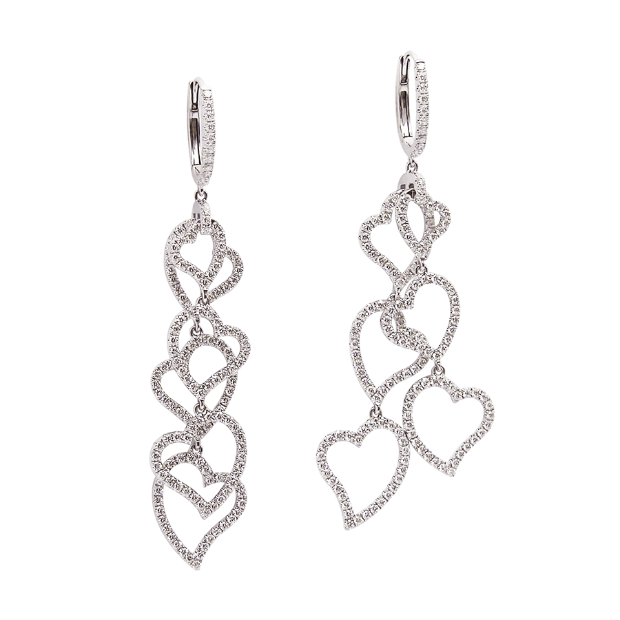 "Hearts" Dangling Diamond Earrings - On Cheong Jewellery