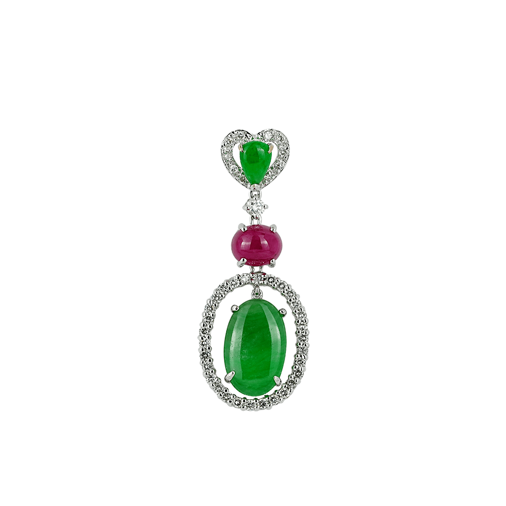 Lea Ruben Jadeite Diamond Ruby Pendant - On Cheong Jewellery
