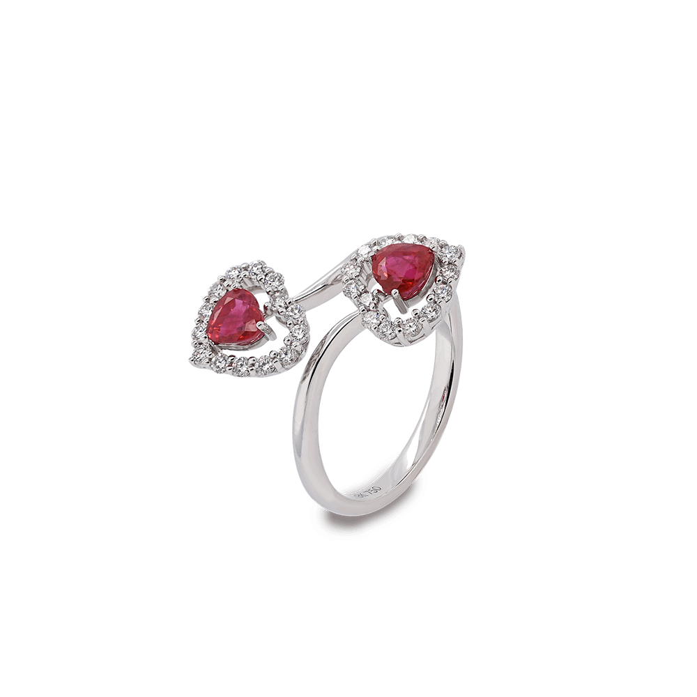 Dyad Heart Ruby Diamond Ring - On Cheong Jewellery