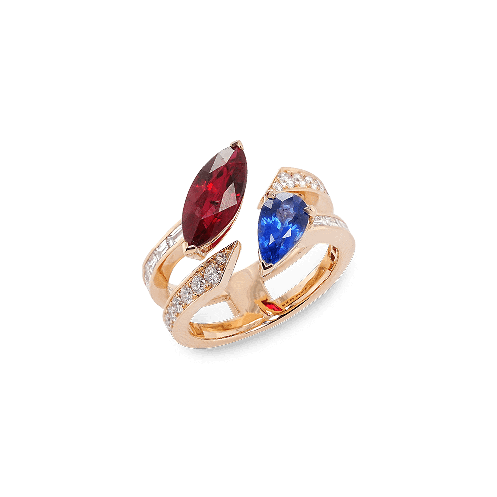 Eternal Embrace Ruby Sapphire Diamond Ring - On Cheong Jewellery