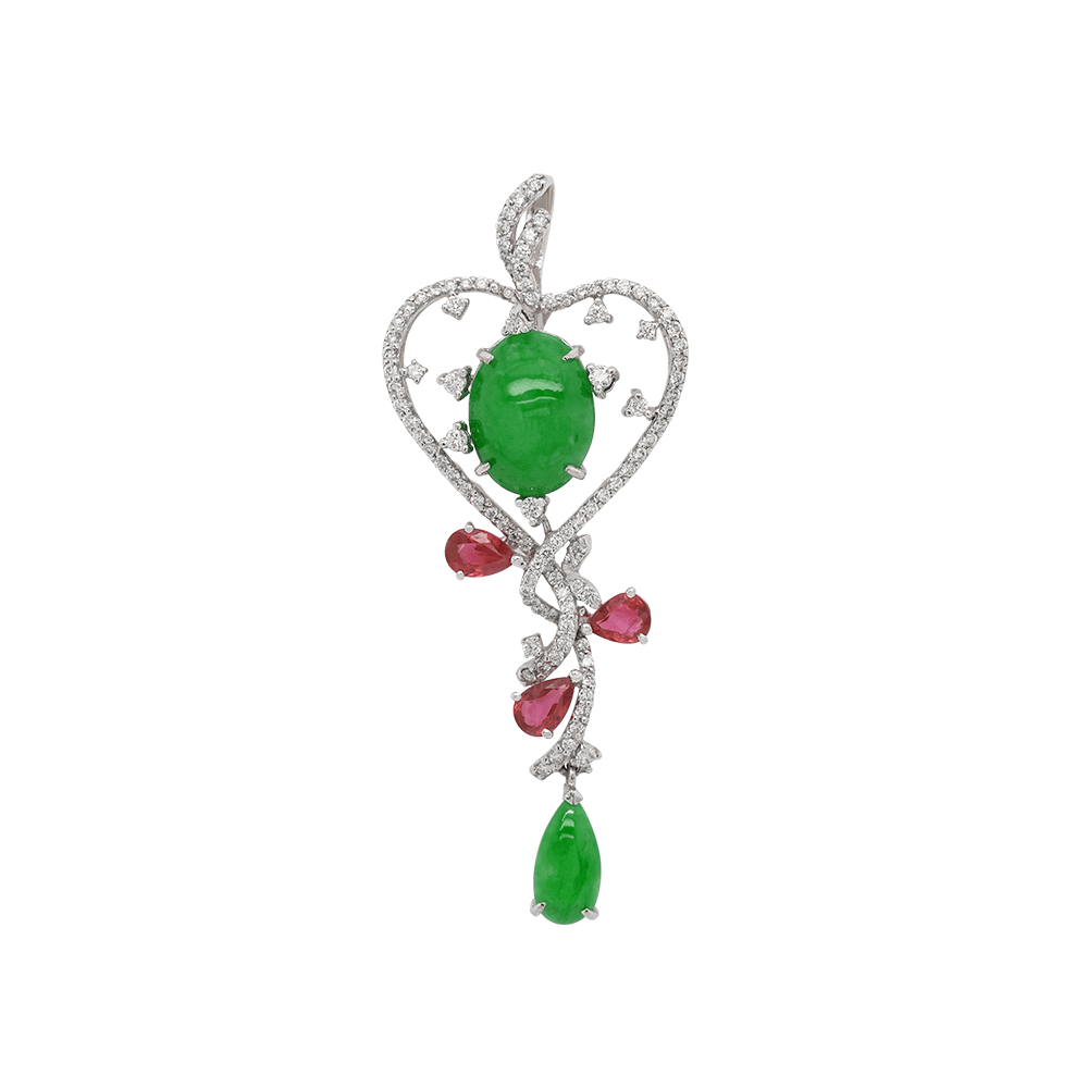 Elysian Ruby Diamond Jadeite Pendant - On Cheong Jewellery