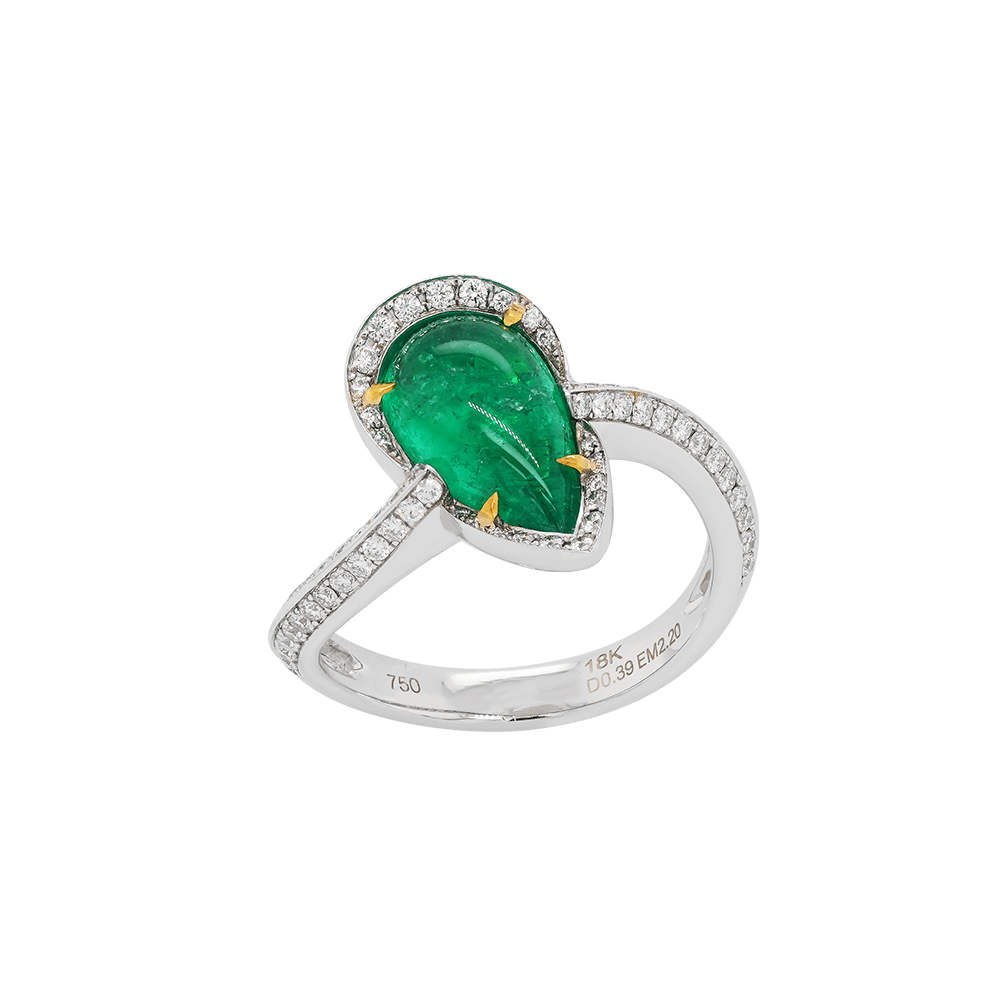 Gentle Wave Emerald Diamond Ring - On Cheong Jewellery