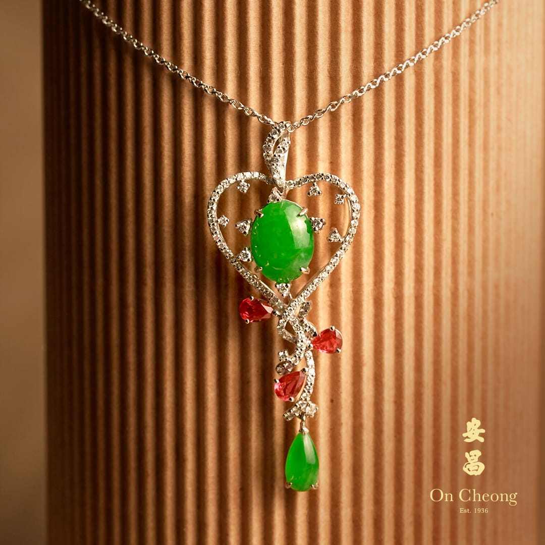 Elysian Ruby Diamond Jadeite Pendant - On Cheong Jewellery